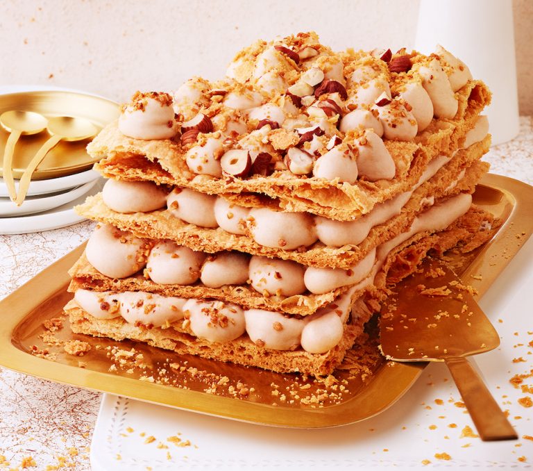 Gâteau Napoléon au Praliné Recipe with French Cream - SG Magazine